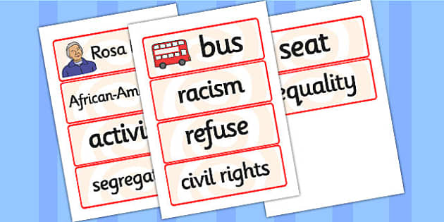 Rosa Parks Word Cards - rosa parks, word cards, topic cards, themed word