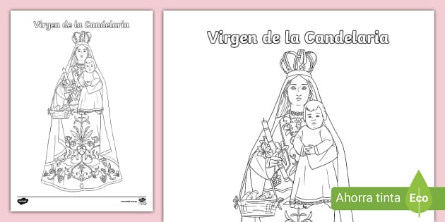 Dibujo de la Virgen de la Candelaria para colorear - Twinkl