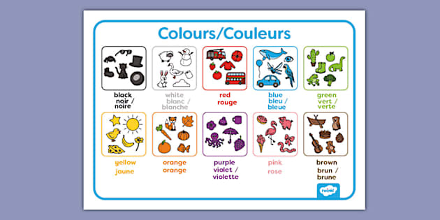 Let's Name the Colours! Bilingual French/English Word Mat