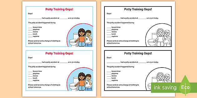Potty Training Oops! Note to Parents (teacher made)