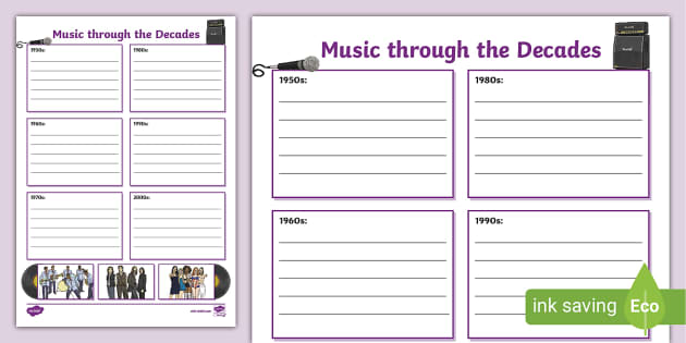 👉 Music Through The Decades Fact File Template - Twinkl