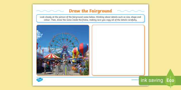 Fairground Drawing Activity,fairground,ferris wheel - Twinkl