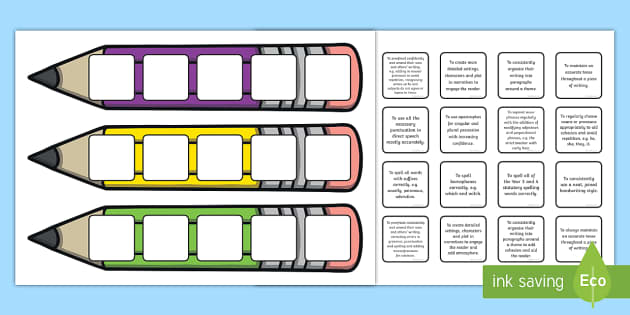 Year 4 Writing Checklist Editable Pencil Cards
