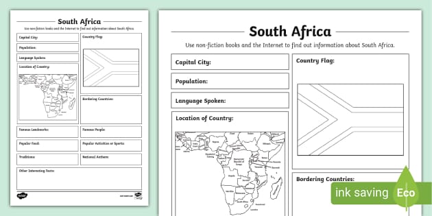 South Africa Fact File Writing Template (teacher made)