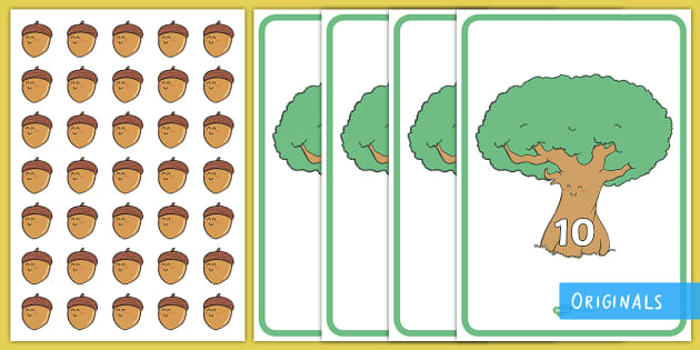 Acorn and Oak Tree Counting to 10 Game (Teacher-Made)