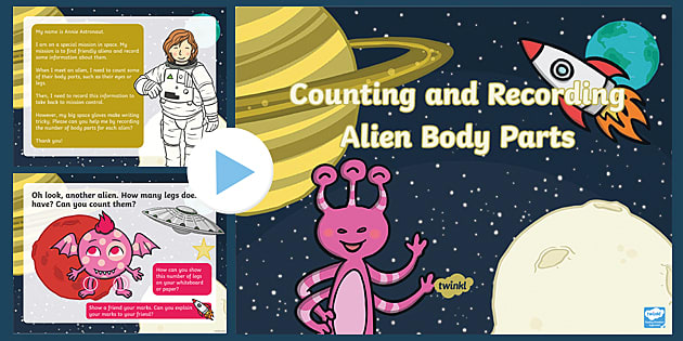 Counting and Recording Alien Body Parts PowerPoint - Twinkl