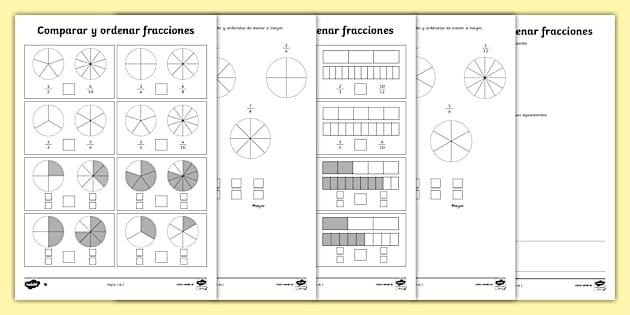 Comparar y ordenar fracciones - trabajo diferenciado -Twinkl