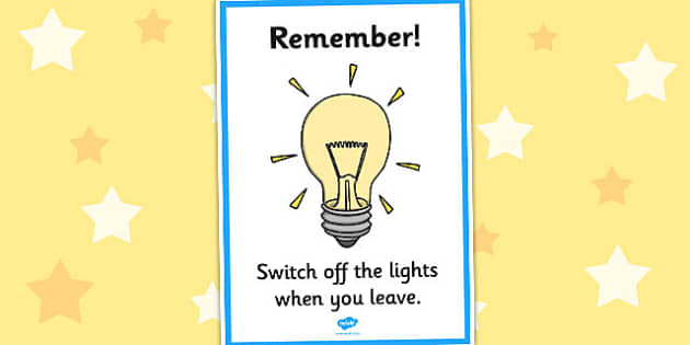 Switch Off the Light Sign A4 - switch, off, light, display sign