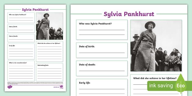 Sylvia Pankhurst Fact File Template (teacher made) - Twinkl