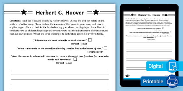 Eighth Grade Herbert Hoover Writing Connection - Twinkl