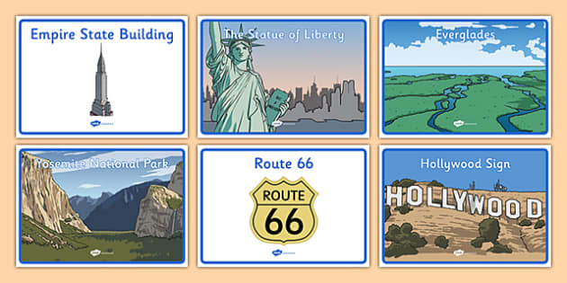 👉 Class Group Table Signs USA American Landmarks - Twinkl