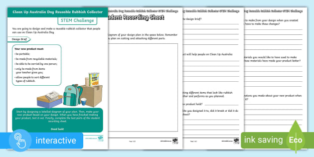 Clean Up Australia Day Reusable Rubbish Collector - STEM 3-6