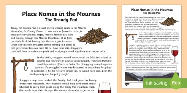 Place Names in the Mournes, The Brandy Pad Story - Twinkl