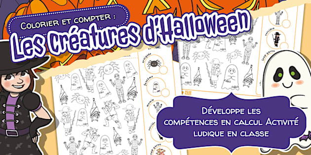 Colorier et compter : Les créatures d'Halloween