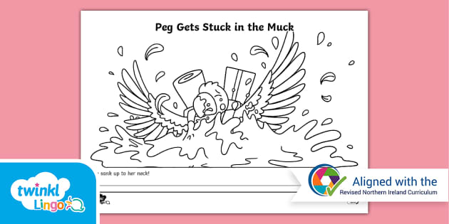 Peg Gets Stuck in the Muck Colouring Page - Twinkl