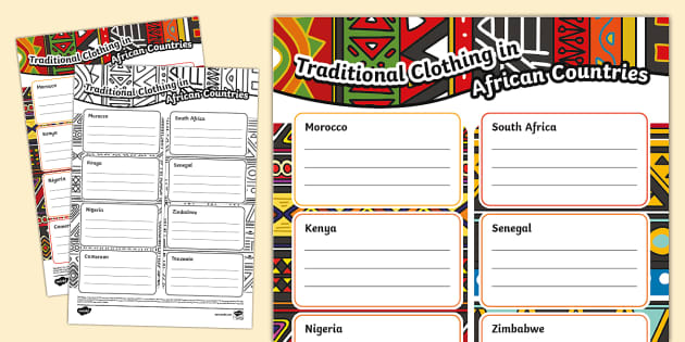 Traditional Clothing in African Countries Fact File Template