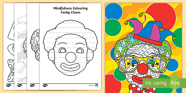KS1 Funky Clown Mindfulness Colouring (Teacher-Made)