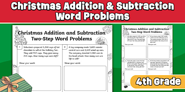 Fourth Grade Christmas Word Problems Worksheet