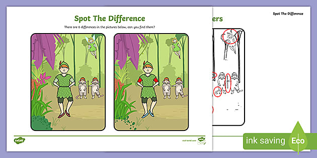 Peter Pan Spot the Difference Activity,peter pan - Twinkl