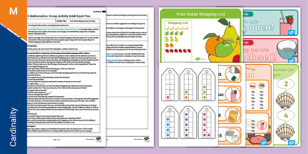 Kindergarten Maths: Fruit Salad Shopping List Counting Plan