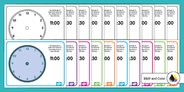Telling Time Playdough Mats