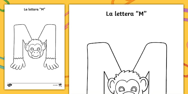 Poster della lettera M da colorare (professor feito)