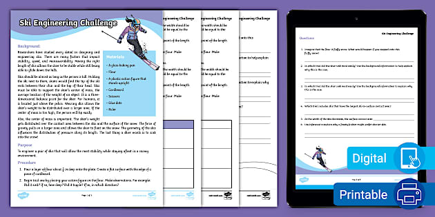 Ski Engineering Challenge for 6th-8th Grade (teacher made)