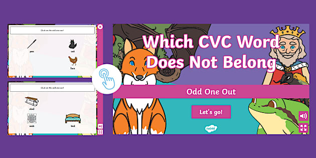 Short Vowel Sounds/Words Interactive Game for K-1st Grade