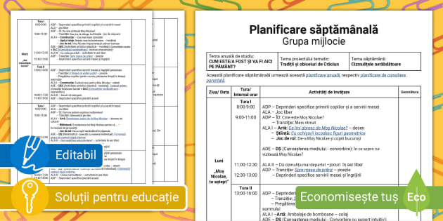 FREE! - Moș Nicolae – Planificare săptămânală grupa mijlocie