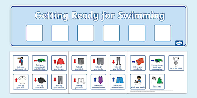 Getting Ready for Swimming Visual Sequencing Strip - Twinkl