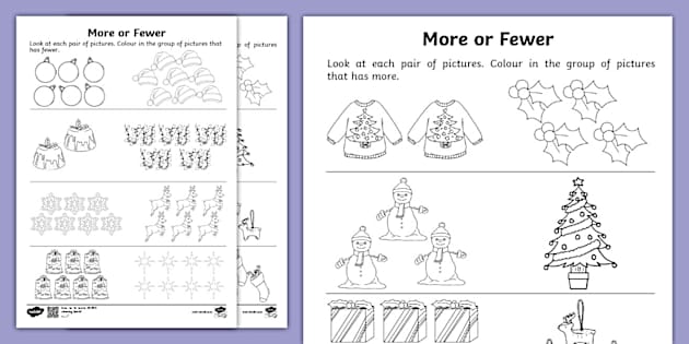 👉 More or Fewer Christmas Colouring Activity - KS1 - Twinkl