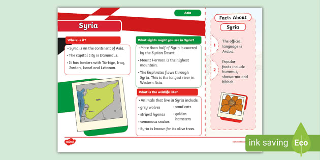 KS1 Syria Fact File - Twinkl - Geography - Around the World