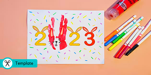 Kerajinan Cap Tangan Tahun Kelinci 2023 - Aktivitas Tahun Baru Imlek