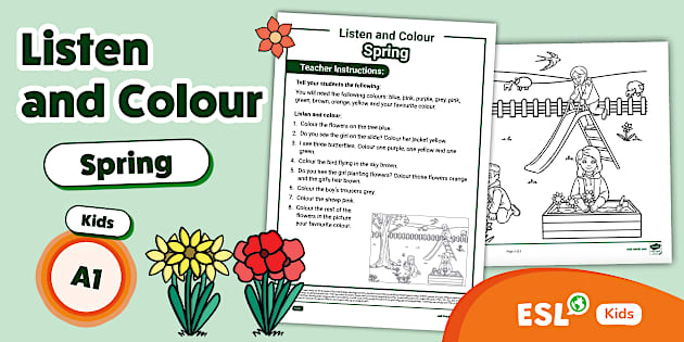 ESL Spring Colouring Activity for Kids