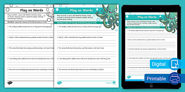 Fourth Grade Play on Words Worksheet (Teacher-Made) - Twinkl