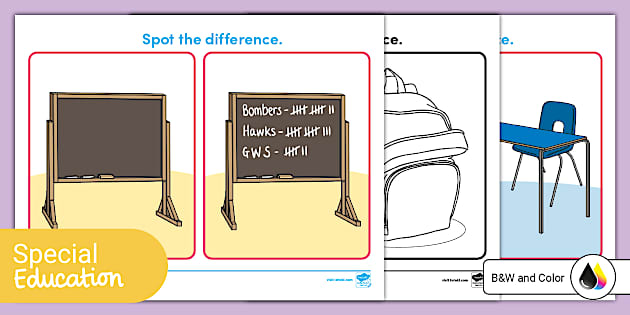 Back-To-School Spot the Difference Task Cards for Special Education
