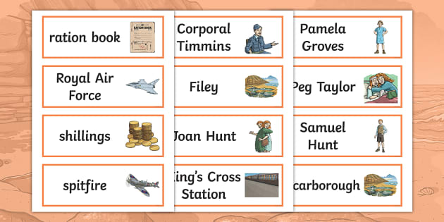 World War Two Vocabulary Word Cards (KS2 War Story 'Code-Cracking for