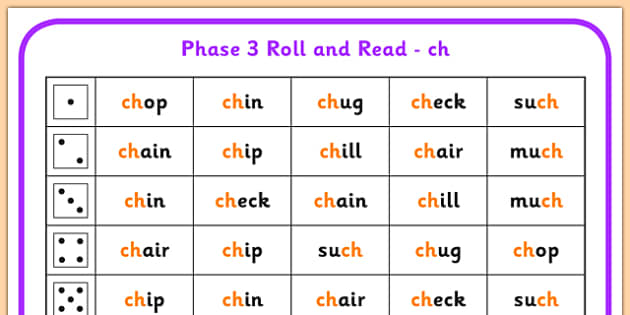 Phase 3 ch Phoneme Roll and Read Mat - phase 3, roll, read, mat