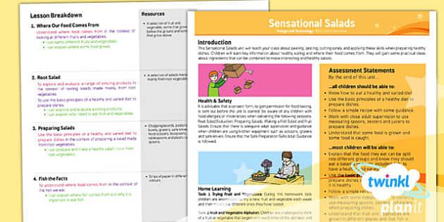 FREE! - D&T: Sensational Salads KS1 Planning Overview