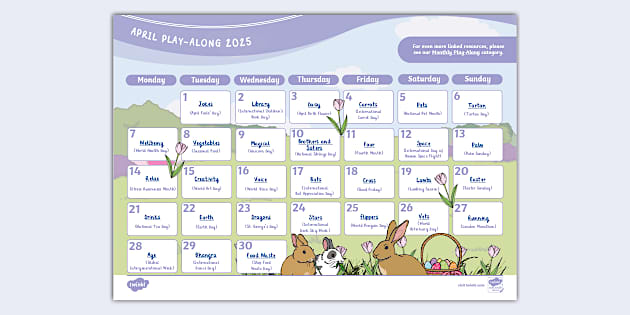 April Play-Along Calendar (2024) (teacher made) - Twinkl