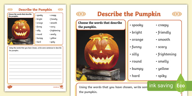 Describe The Pumpkin Writing Activity Pumpkin Halloween Describe The Pumpkin Writing Activity Pumpkin Halloween
