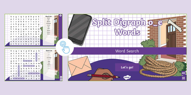 Split Digraph o_e Interactive Word Search (teacher made)
