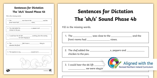 Linguistic Phonics Phase 4b 'sh/s' Sound Dictation Sentences