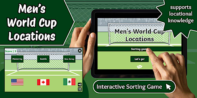 Men's World Cup Locations Interactive Sorting Game