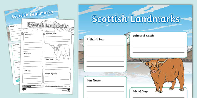 * NEW * Scottish Landmarks Fact File Template (teacher made)