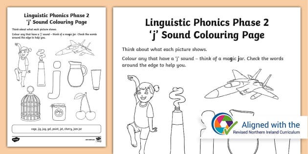 Linguistic Phonics Phase 2 'j' Sound Colouring Page