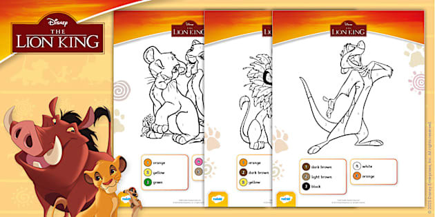 The Lion King: Color by Number Worksheets (Teacher-Made)