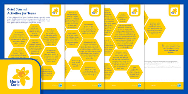 FREE! - Grief Journal Activities for Teens (teacher made)