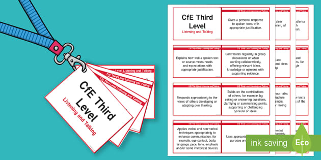 CfE Third Level Listening and Talking Lanyard-Sized Benchmarks