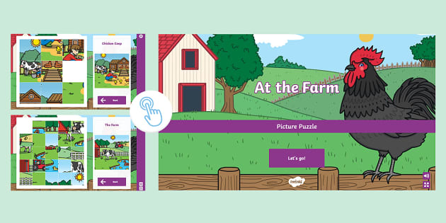At the Farm Interactive Slider Puzzle (teacher made)